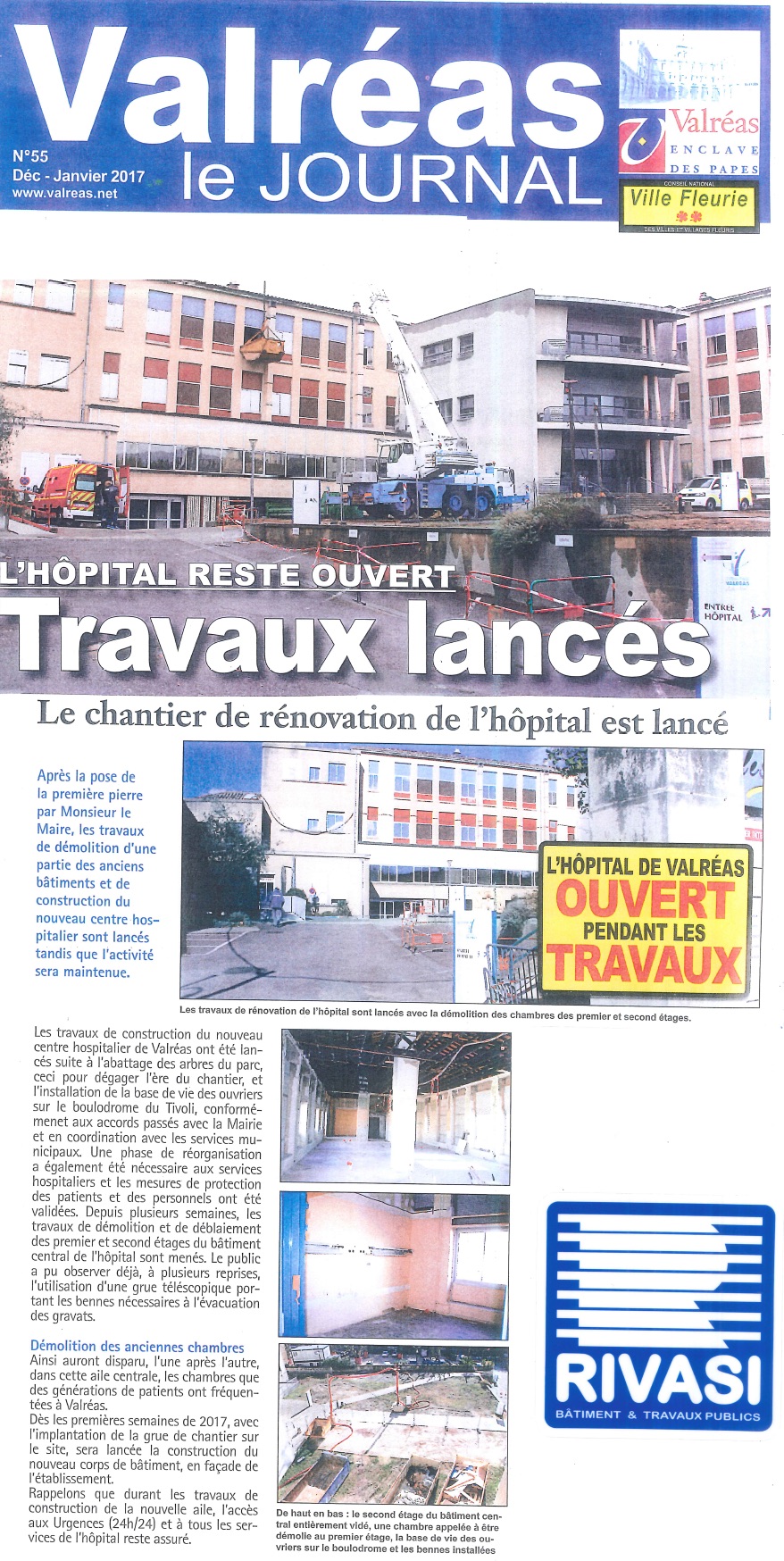 Valréas - travaux de l'hôpital. - Rivasi